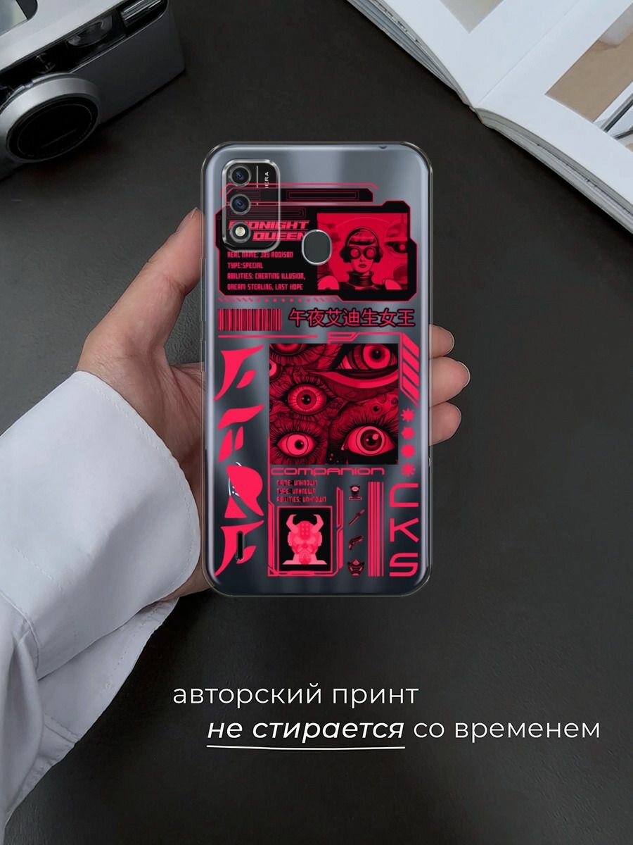 Чехол на Itel A48 / Ител А48 с принтом "Mionight queen", прозрачный — фото 1