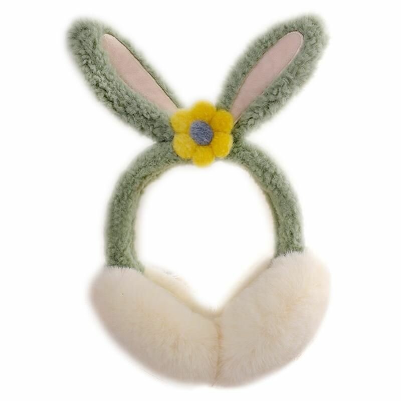 Детские наушники Милые кроличьи уши Зима, лимонно - зеленый