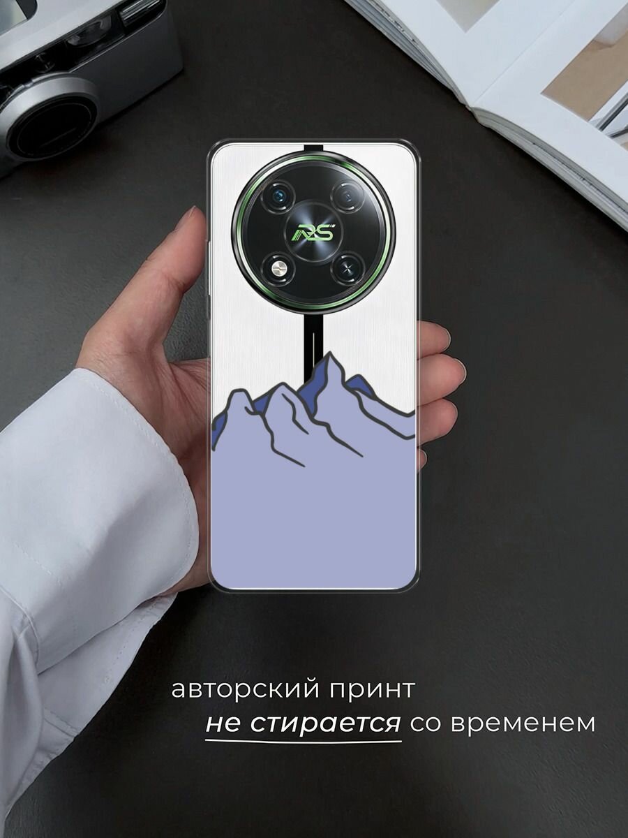 Силиконовый чехол на Itel RS4 / Ител РС4 с принтом "Гора", прозрачный — фото 1