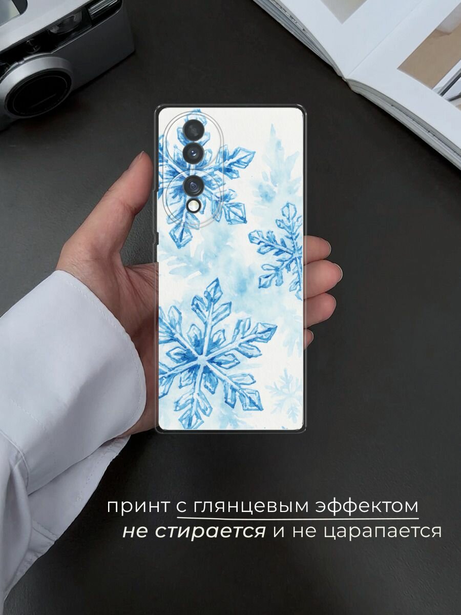 Чехол на Honor 70 / Хонор 70 с принтом "Акварельные снежинки" — фото 1