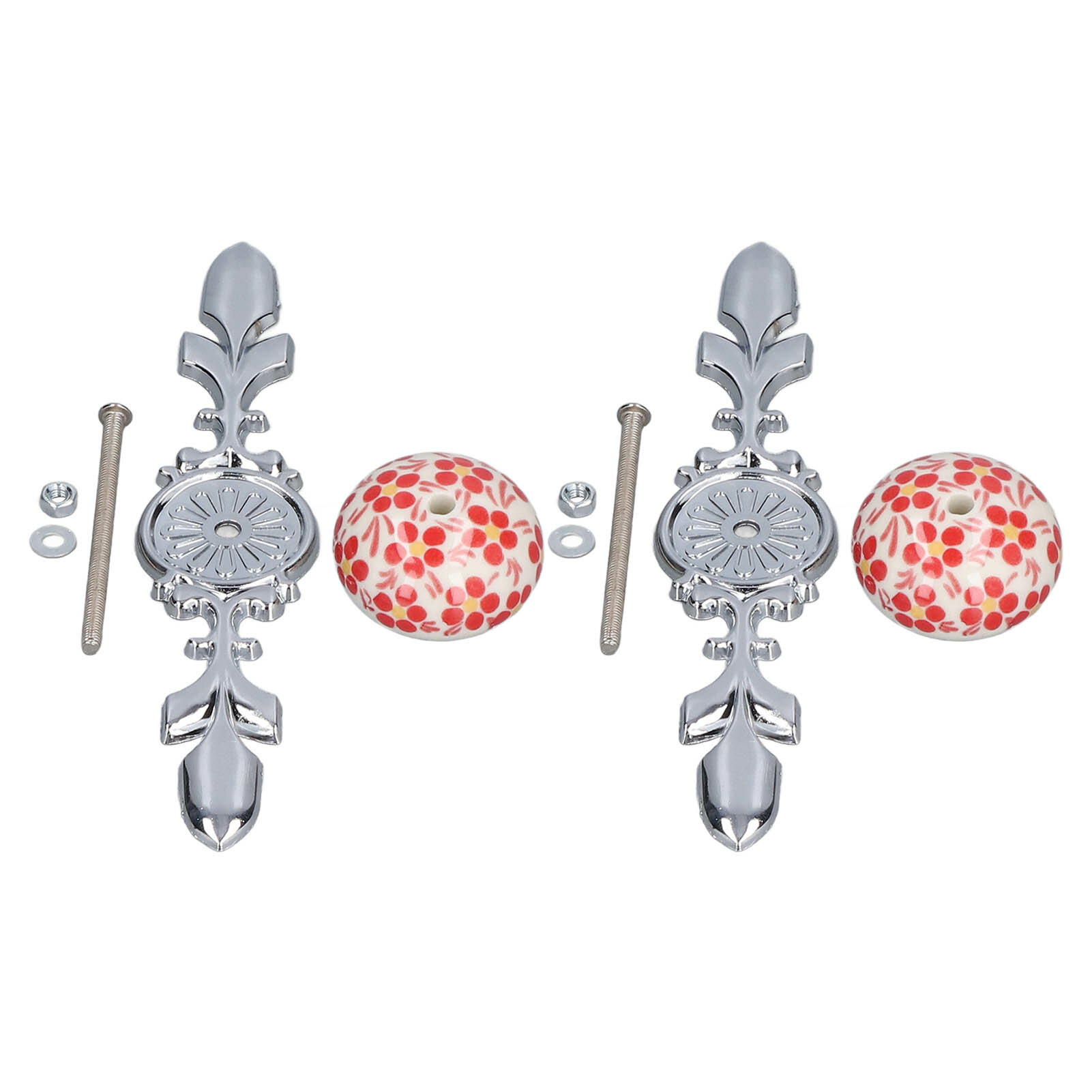 2 шт./компл, керамическая ручка для шкафа, современный простой стиль, ручная роспись, керамические ручки для шкафа, 1060D, красный цветок, синий и белый фарфор