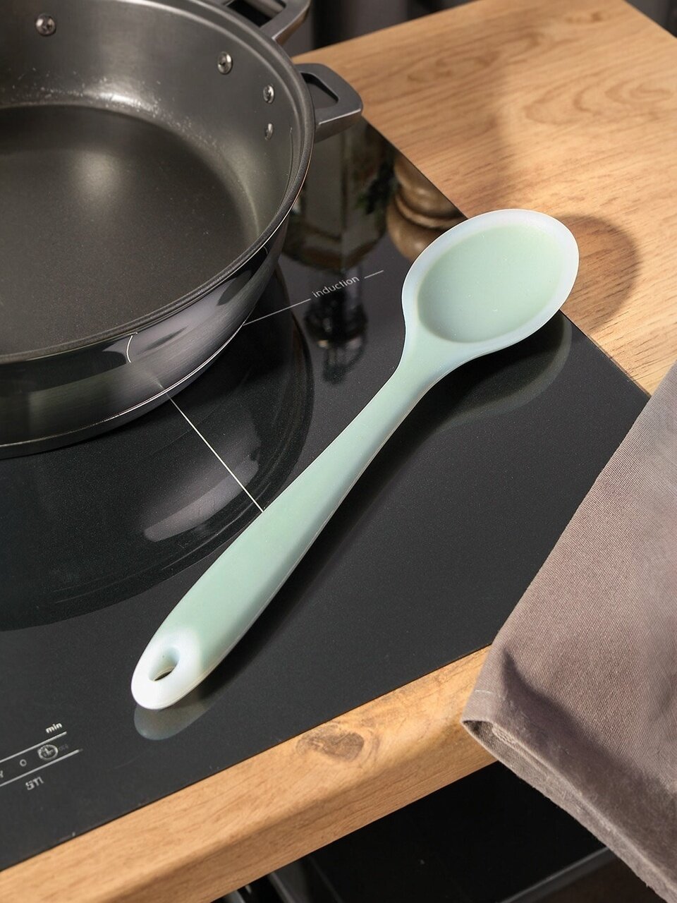 Ложка поварская силикон, навеска, Daniks, Verde, S-2-DC12-KT551-G12