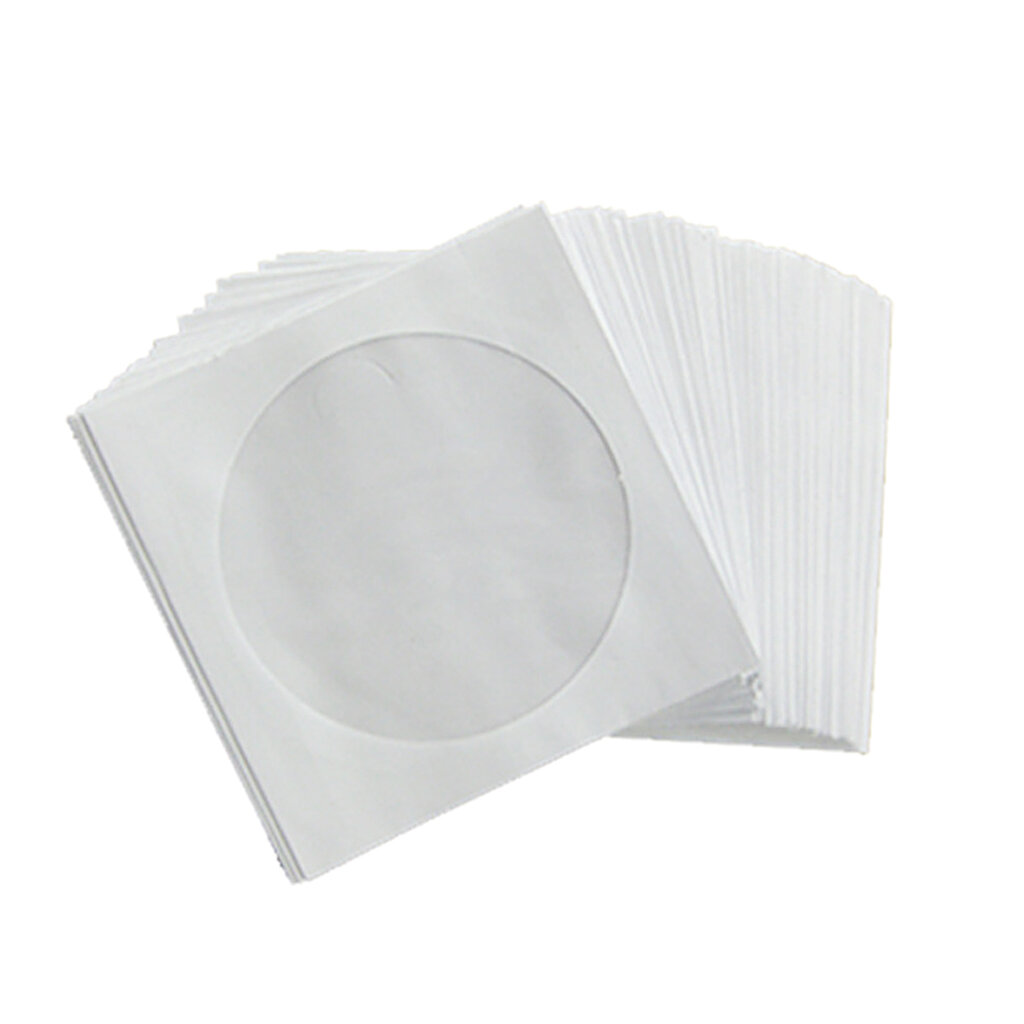 100 шт. Бумажные конверты с прозрачной клапаном для Blu-ray DVD дисков 8/12 см