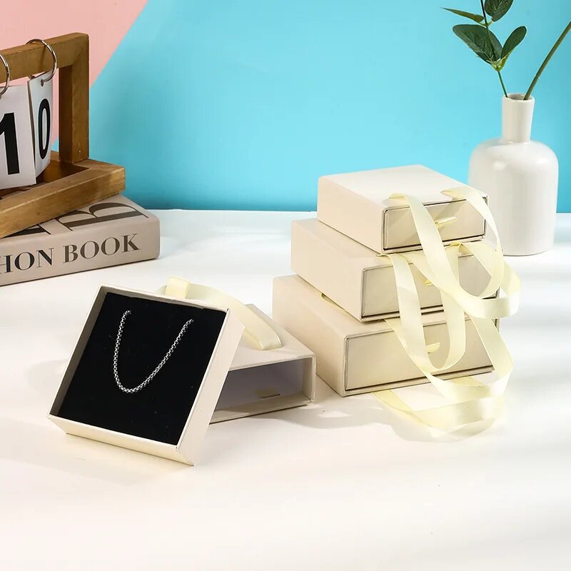 Пустые коробки для украшений из крафт-бумаги, набор из 5 штук message logo, 8x8x3cm