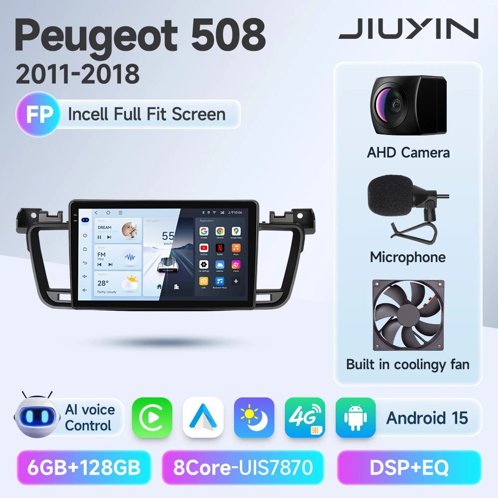 Автомобильный радиоприемник Android 15 для Peugeot 508 2011-2018, мультимедийный F 8CORE (6 128G)R