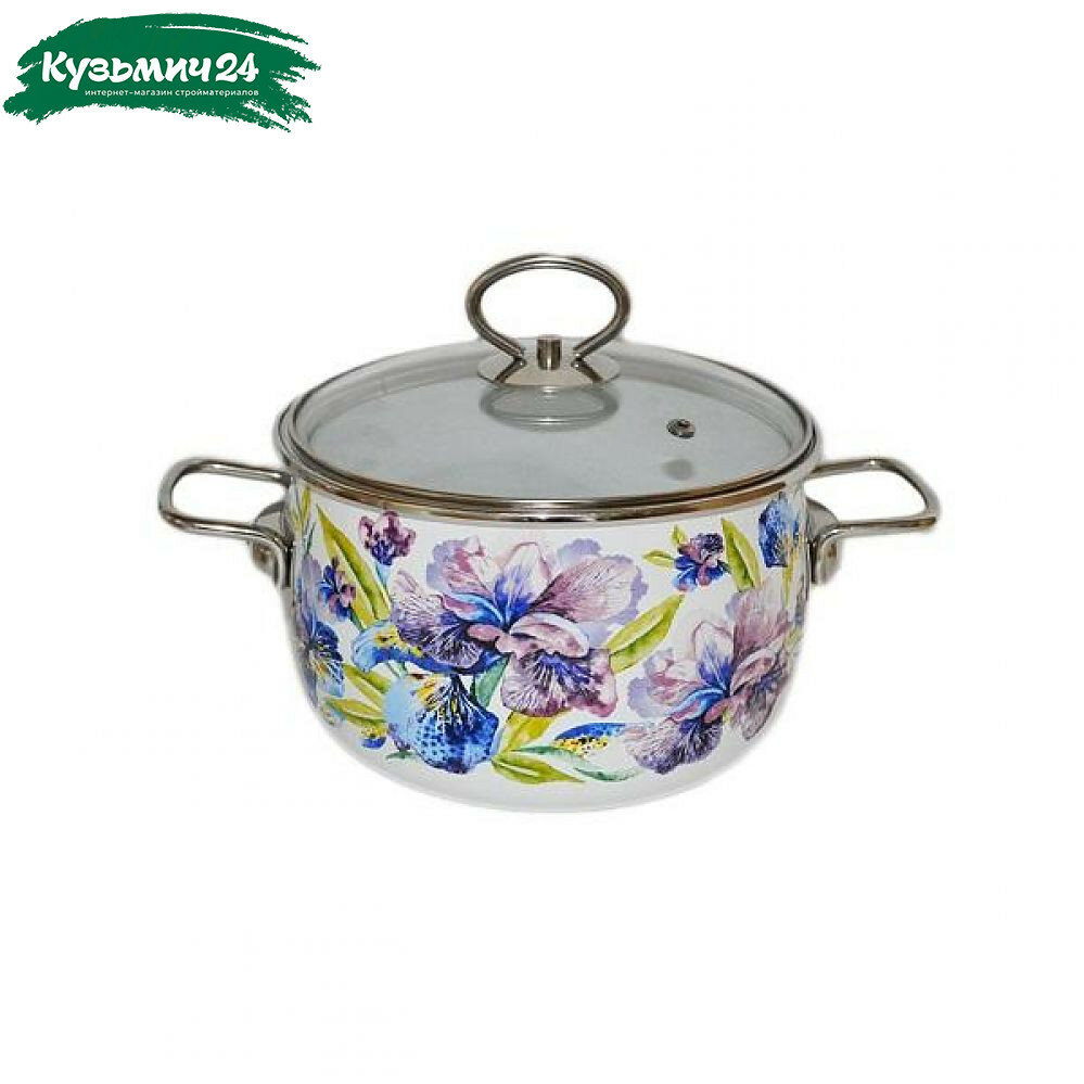 Кастрюля эмалированное покрытие Vitross 1SC165S 336255 Iris белоснежный, с крышкой, 2 л