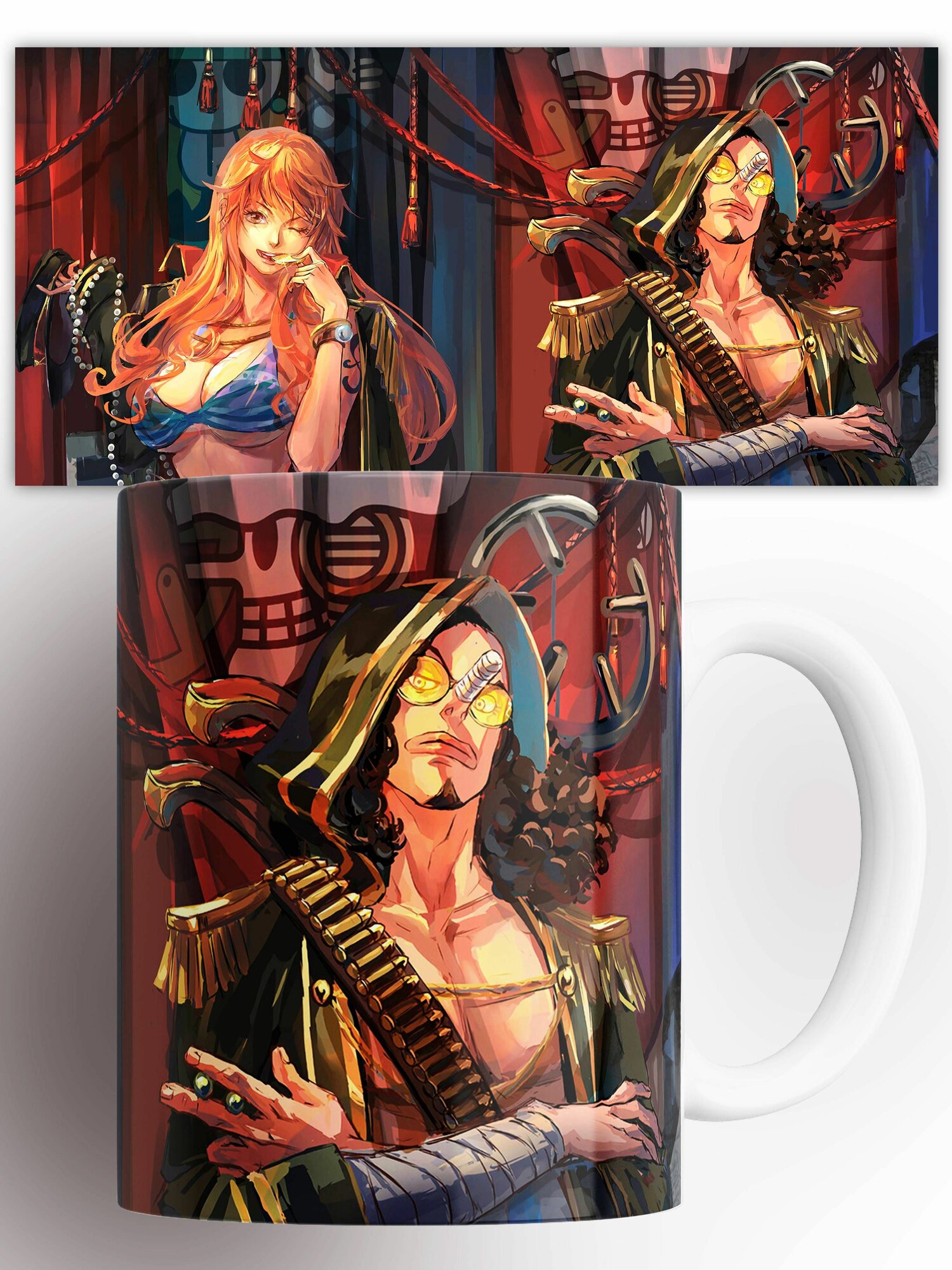 Кружка ВАН ПИС ONE PIECE Нами и Усопп , на подарок с принтом аниме anime 330 мл