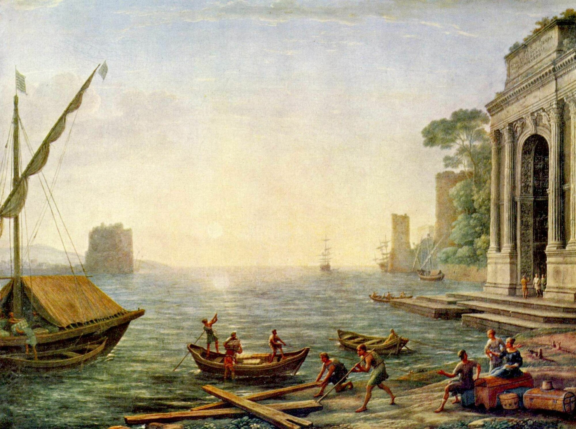 Картина Клода Лоррена Морской порт на рассвете 80х60 см