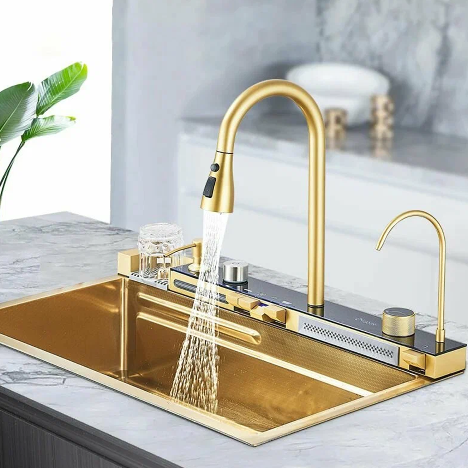 Кухонная раковина из нержавеющей стали, большая однокорпусная 75 * 46 * 21 см, светодиодная температура воды показывает