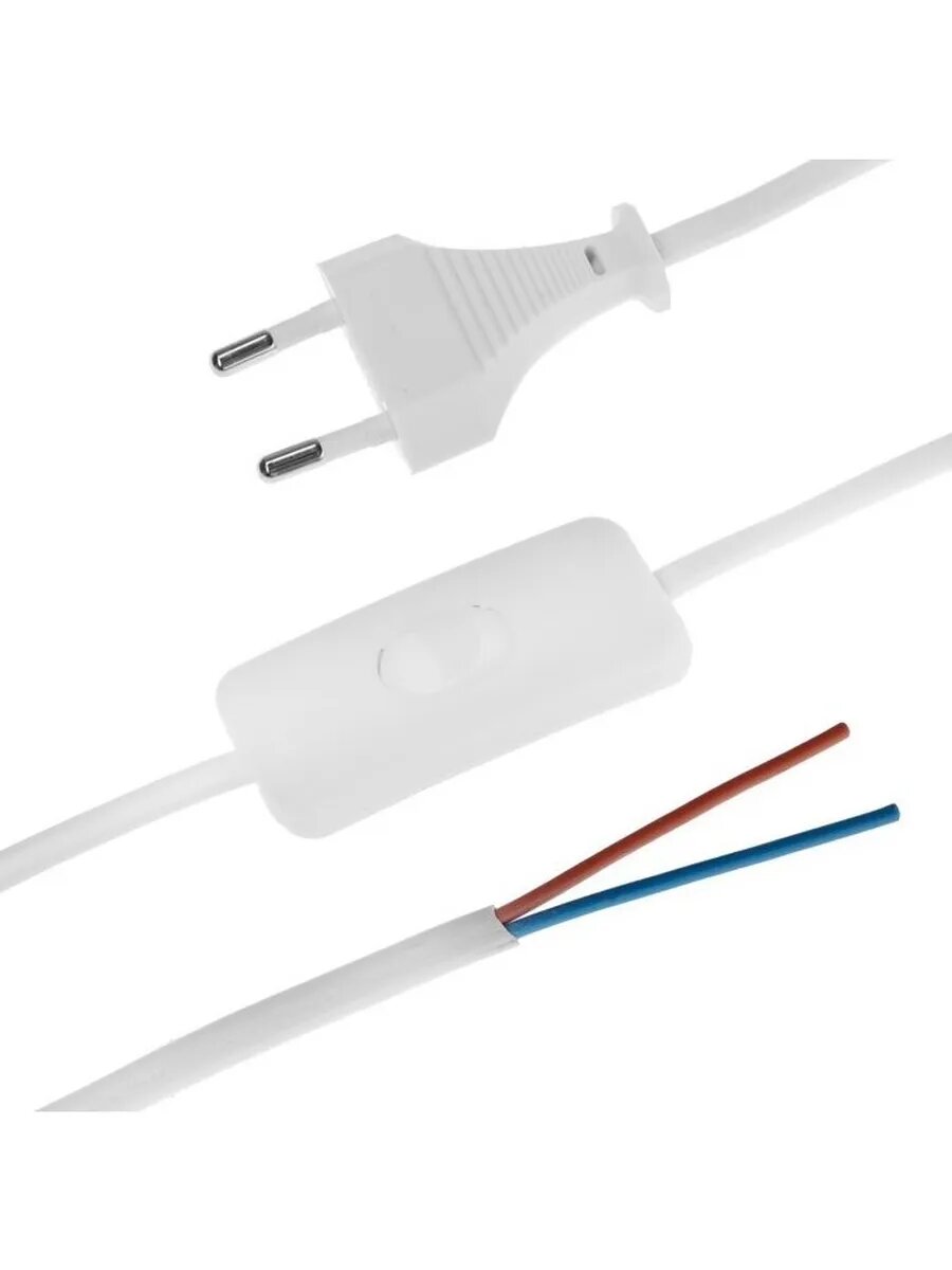 Шнур сетевой с выключателем для бра, 1,5 м, ШВВП 2 х 0.5 мм2