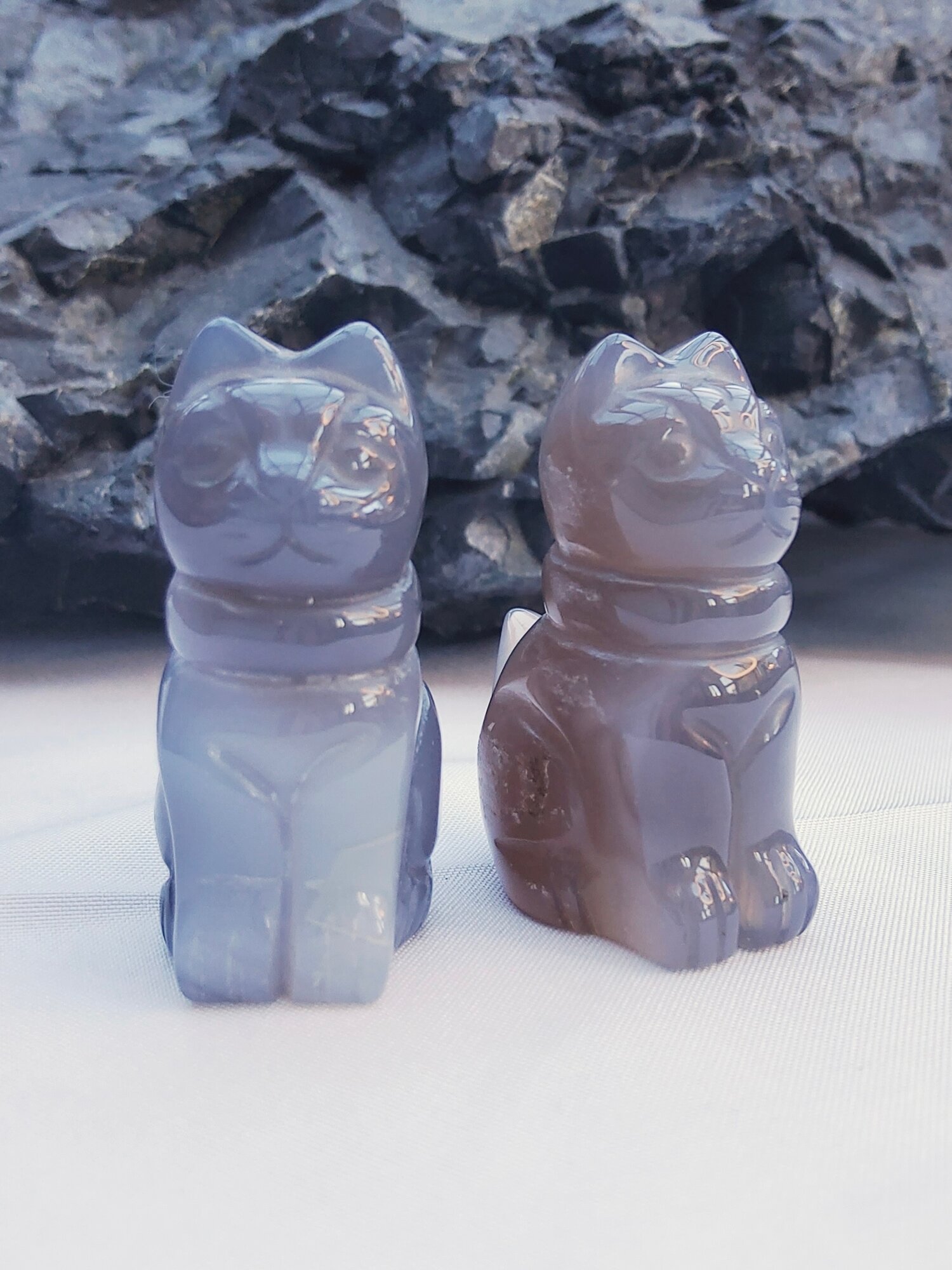 Фигура кошка из натурального камня Агат серый 40 мм