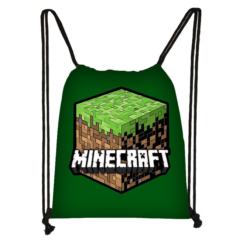 Персонализированная модная сумка для покупок Minecraft, креативная карманная сумка на шнурке, портативная детская уличная студенческая сумка на шнурке, оптовая продажа