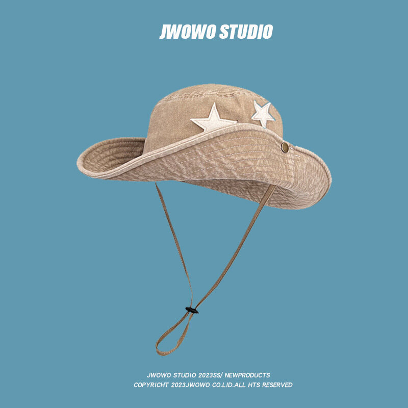 Американская джинсовая рыбацкая шляпа с пятиконечной звездой, женская летняя ретро-стиранная шляпа, уличная солнцезащитная шляпа для путешествий, оптовая продажа