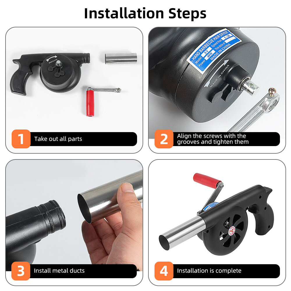 Ручной воздуходув для барбекю с ручным приводом, портативный ручной вентилятор для костра, инструменты для гриля на открытом воздухе, простой в использовании