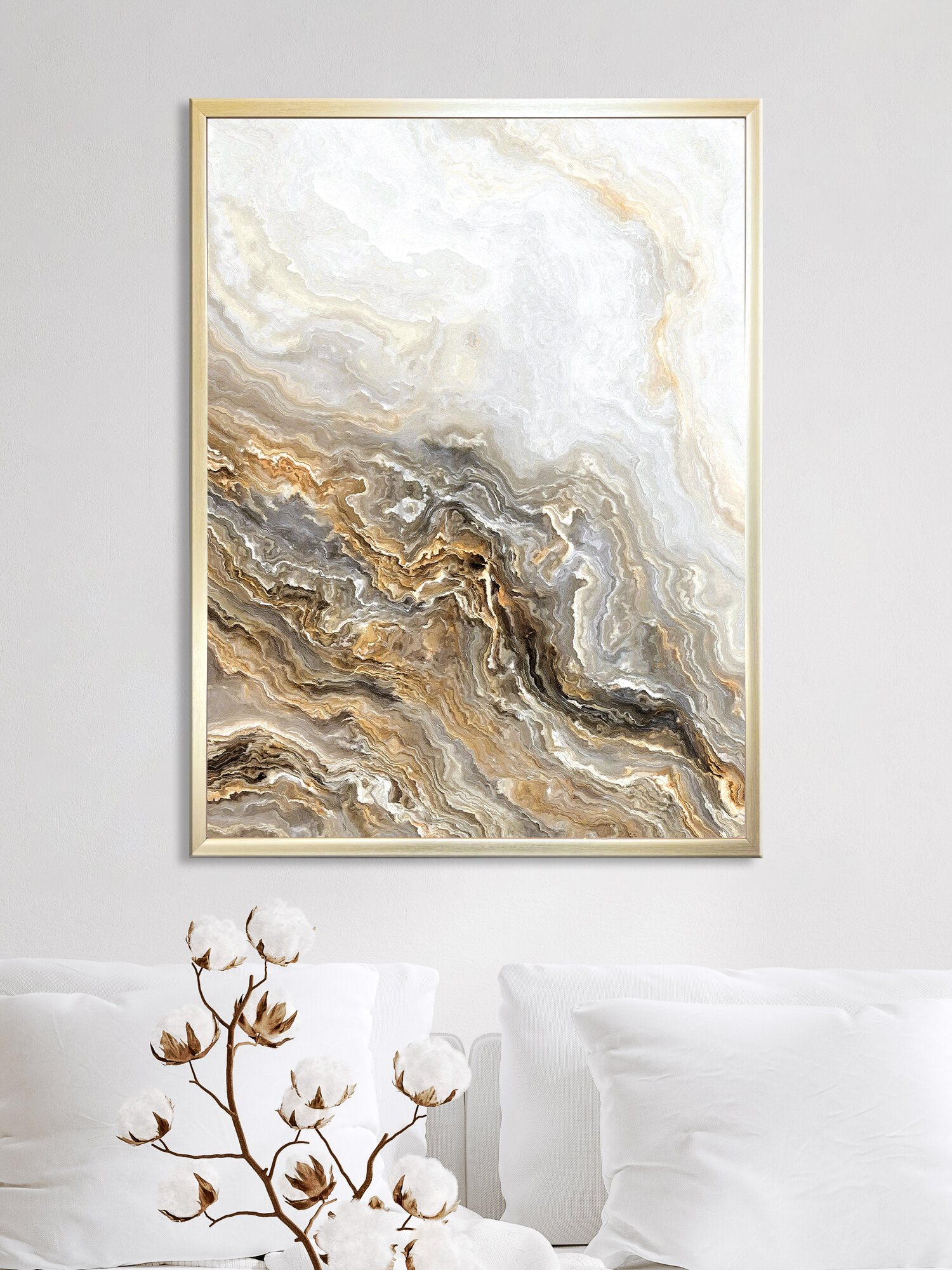 Картина абстракция на стену интерьерная в раме "Мрамор 1", 53х73 см Графис