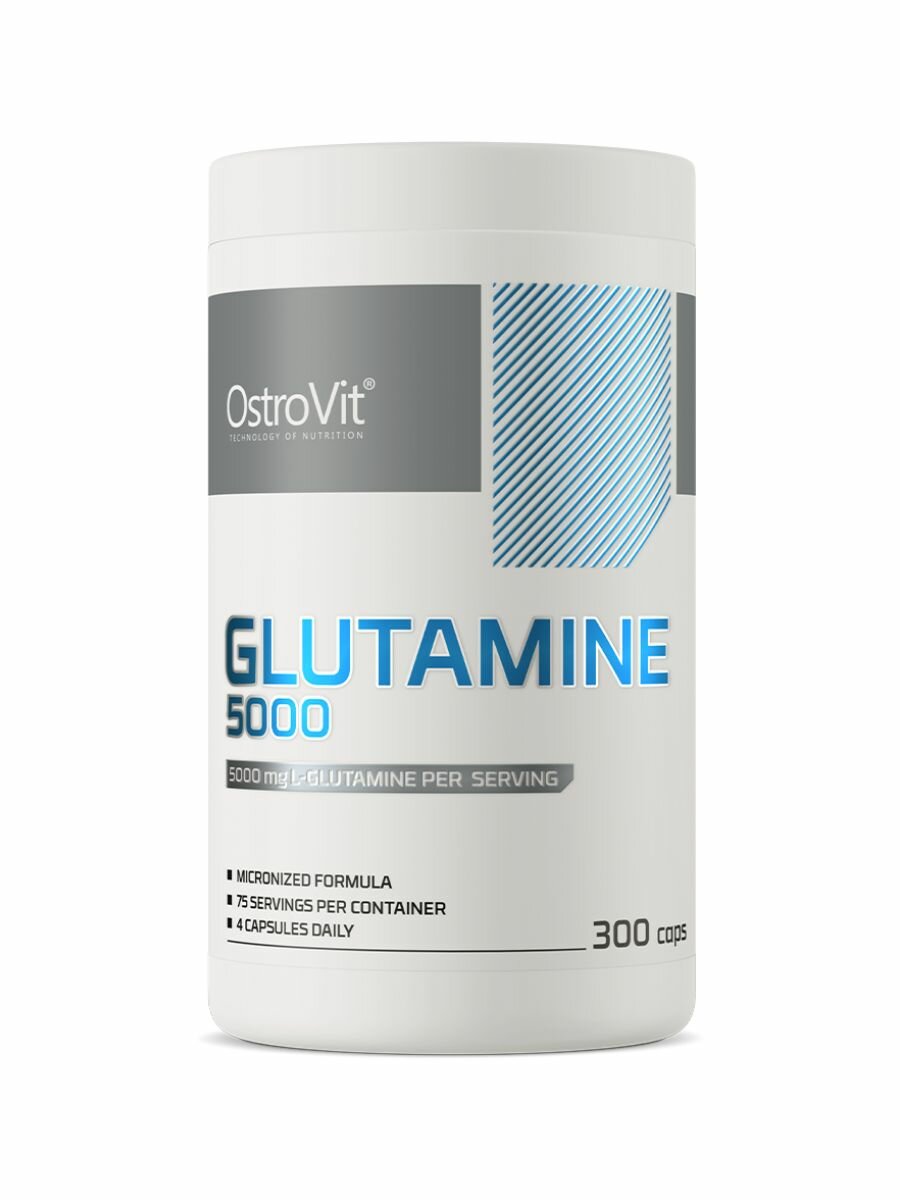 OstroVit Glutamine 5000, Глютамин, 300 капсул, для набора мышечной массы и восстановления