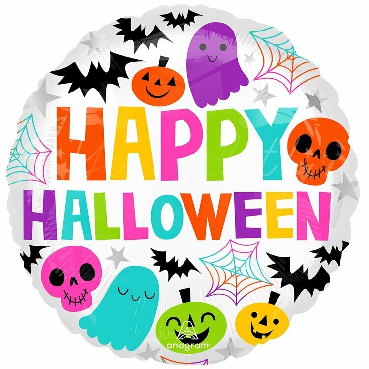 Воздушный шарик Anagram 18", Haloween, привидение, тыква, яркие