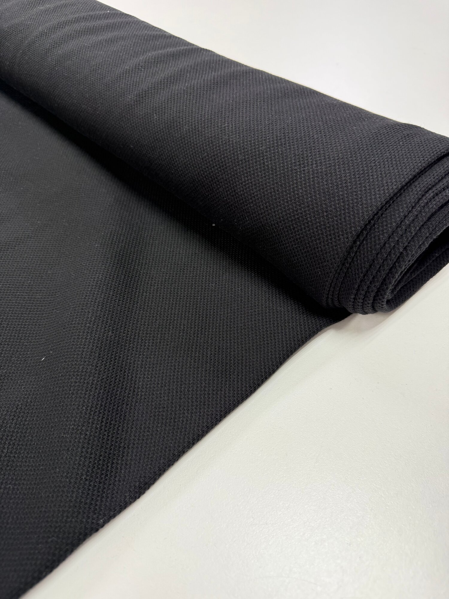 Ткань пике Лакост, хлопок-вискоза 50%/50%, Турция, плотность 220г, цвет Черный