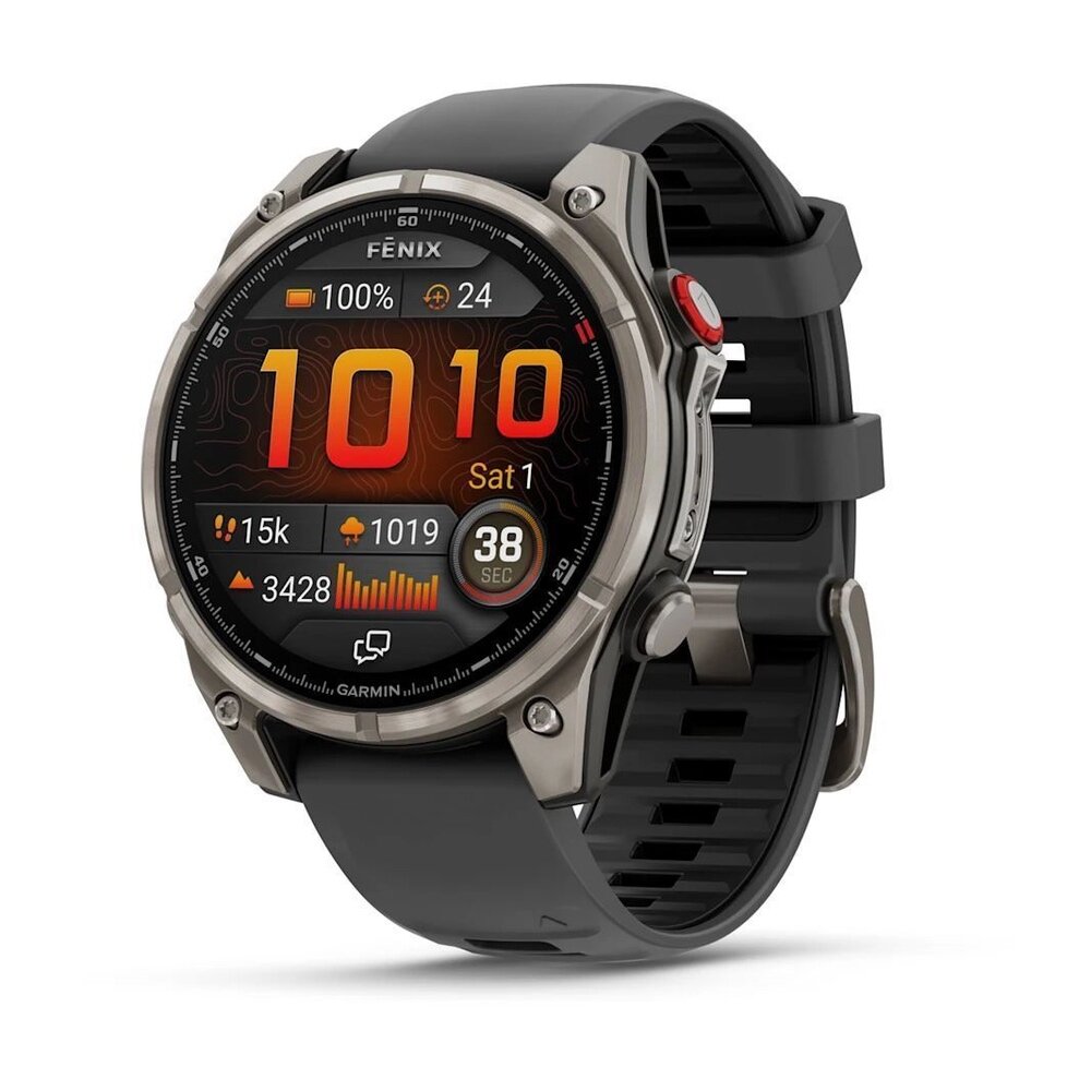 Garmin Fenix 8 Pro 47 мм AMOLED, сапфир, титан, силиконовый ремешок графит/черный (010-03198-11)