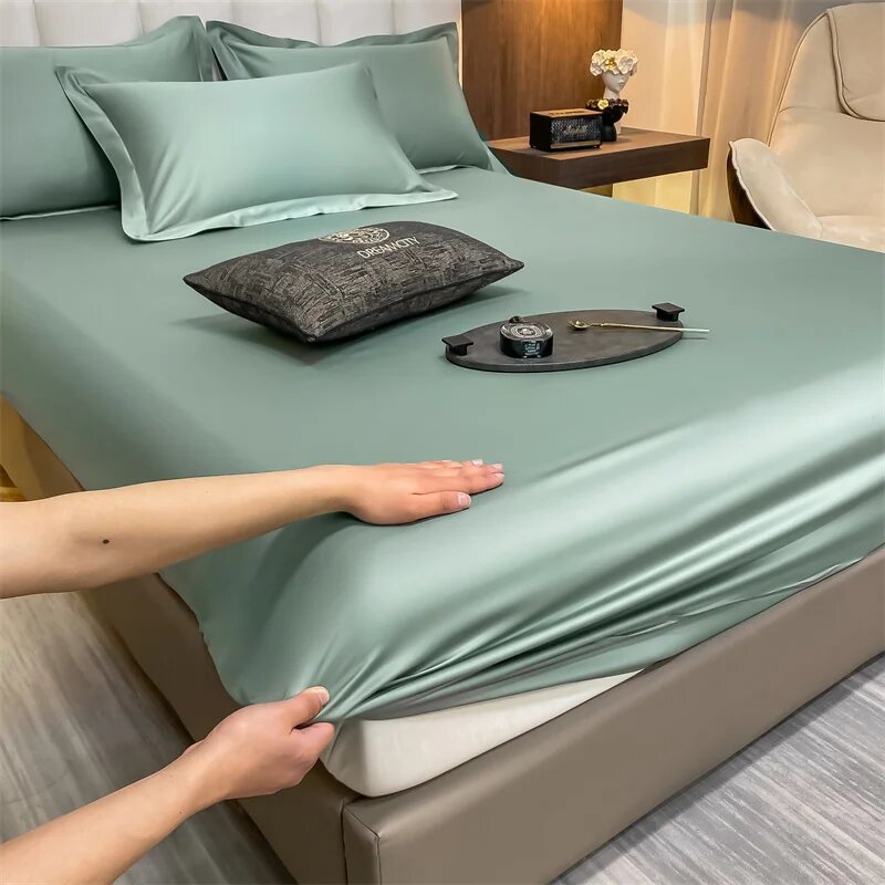 Простыня Dreamreal из египетского хлопка 400TC 90x200x25cm, Celeste