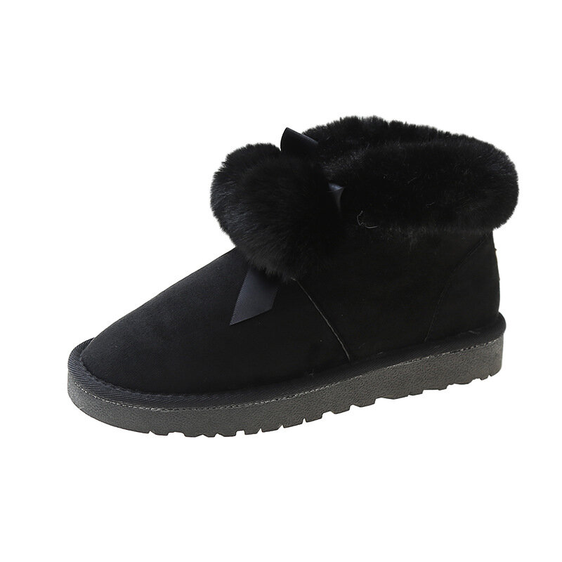 Женские хлопковые туфли, зимние ботинки, на милой флисовой подкладке, теплые, из плотного хлопка, с высоким голенищем, нескользящие, зимние, согревающие.