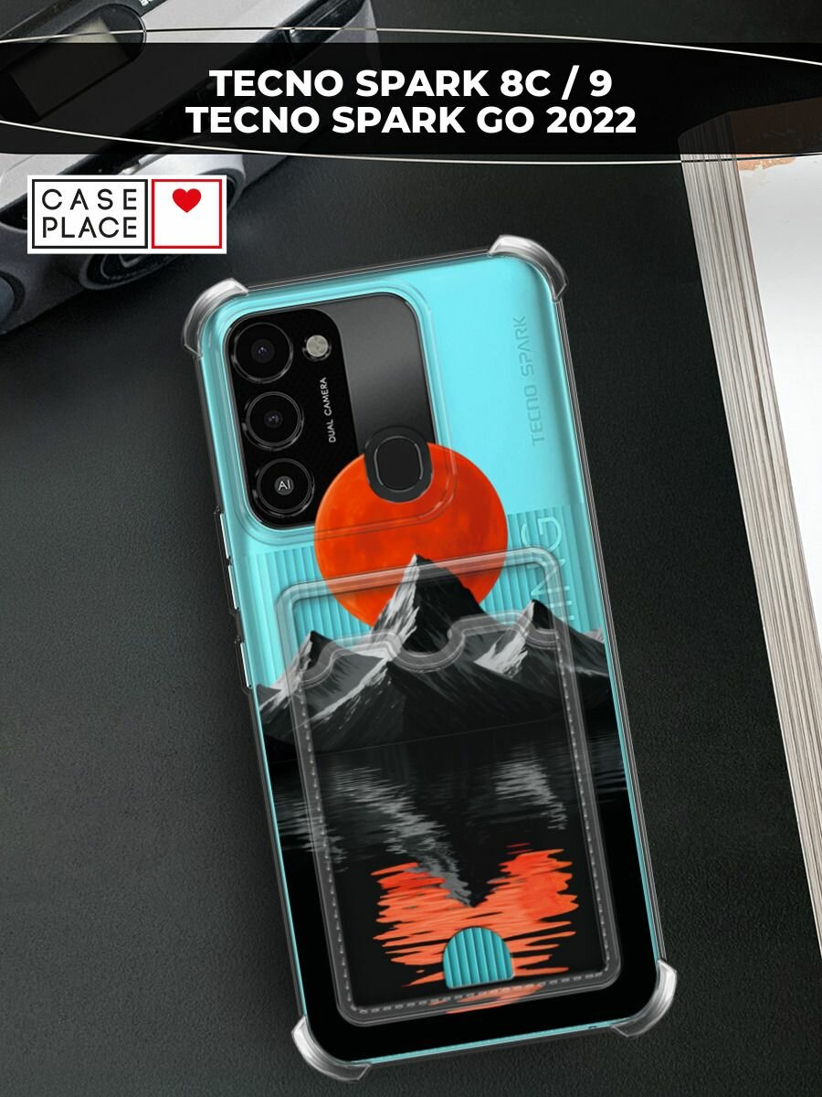 Чехол на Tecno Spark Go 2022/8C/9 (Текно Спарк Го 2022/8C/9) с картой и принтом Черная гора 3