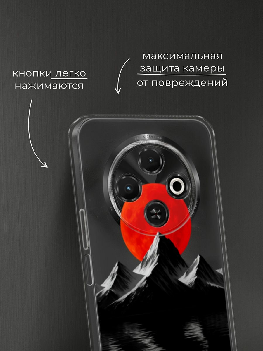 Чехол на Tecno Spark 30C / Текно Спарк 30C с принтом Черная гора, прозрачный — фото 1