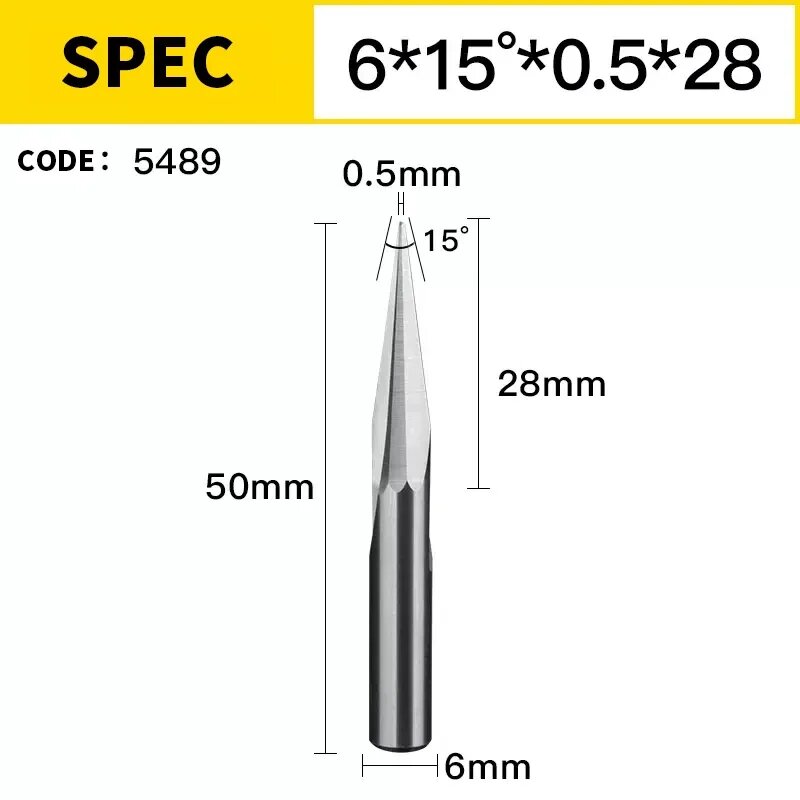 HUHAO V-образная фреза 6*15*0.5*28, Color: 5489