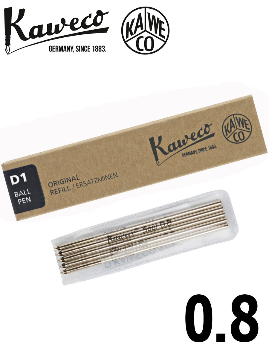 Набор стержней для шариковых ручек KAWECO D1 5 шт 0.8мм черный