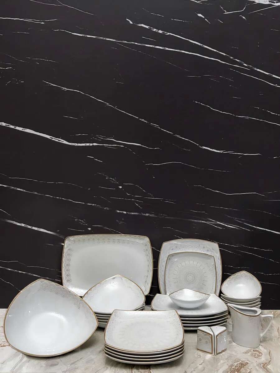 Сервиз столовый PARDIS CHINI "Moscow", фарфор, 30 предметов, белый, светло-золотистый