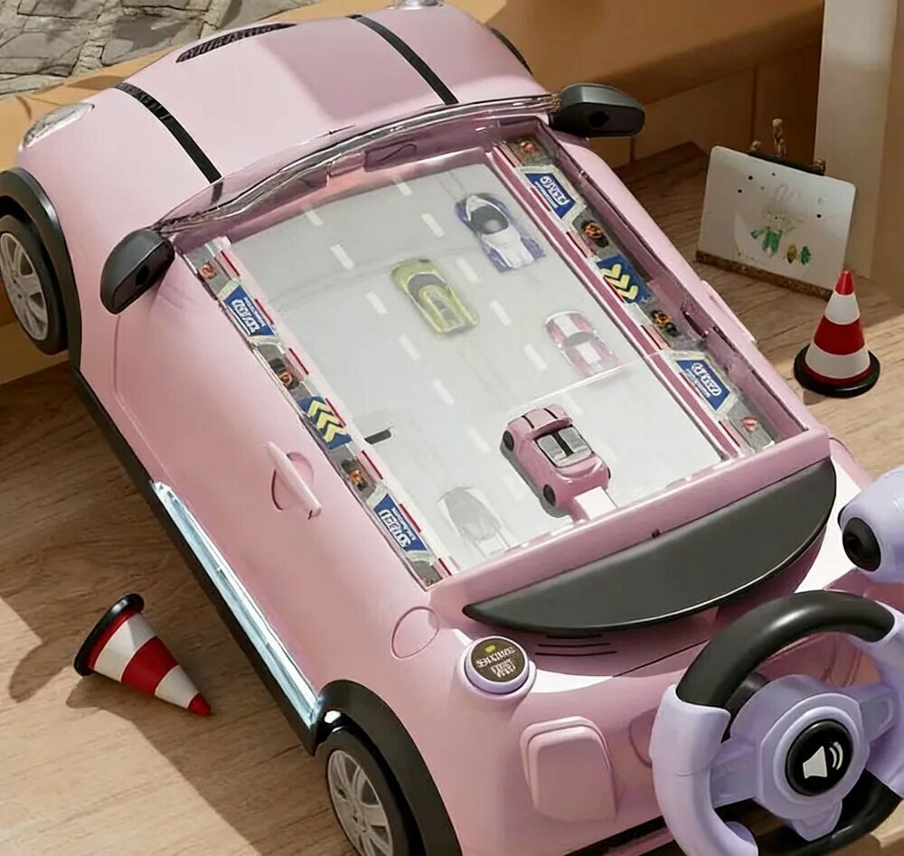 Детский музыкальный электронный симулятор Obstacle Avoidance, гонки, руль, розовый, 3+