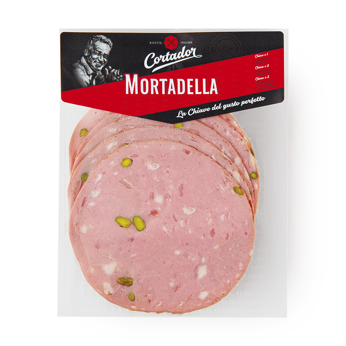 Колбаса Cortador "Мортаделла", вареная, нарезка, в вакуумной упаковке, 170 г