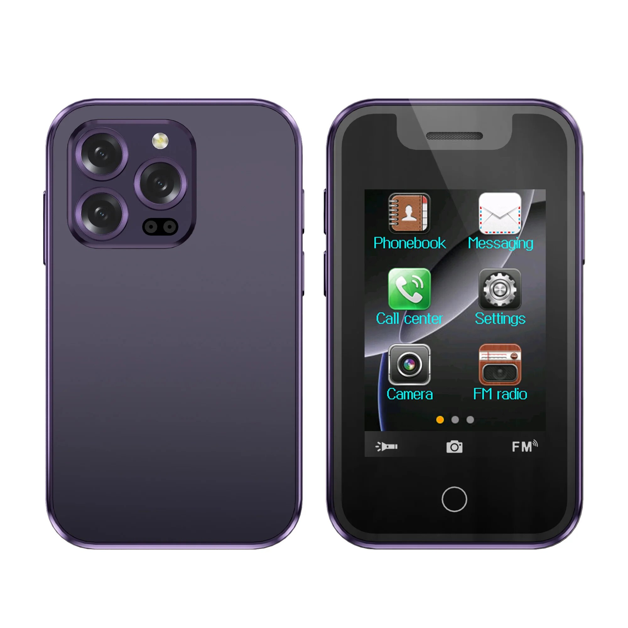 Мини-телефон SERVO BM16 PRO, фиолетовый, 2 SIM