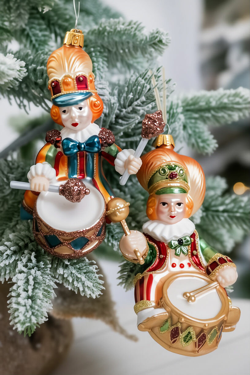 Набор ёлочных игрушек юные барабанщики, коллекция любимый цирк, стекло, 12 см, 2 шт, Winter Deco 1001215