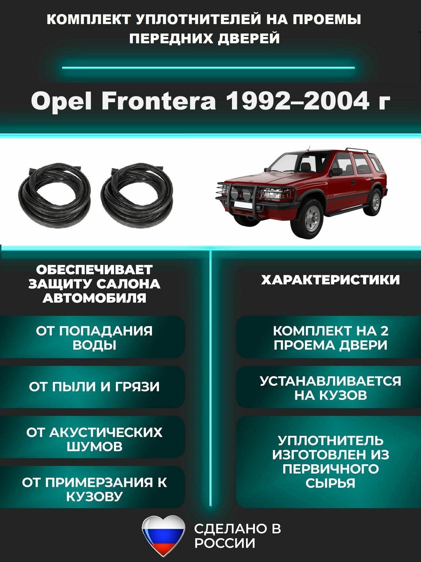 Комплект уплотнителей проема передних дверей на Opel Frontera 1992-2004 г / Опель Фронтера 2 шт