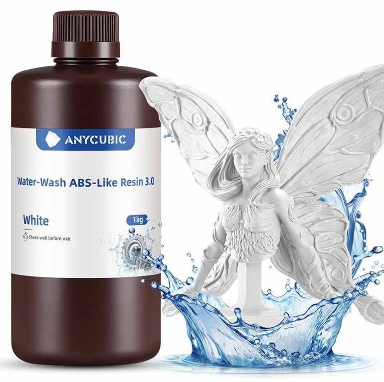 Фотополимерная смола Anycubic Water-Wash ABS-Like Resin 3.0 Белая (1кг.)
