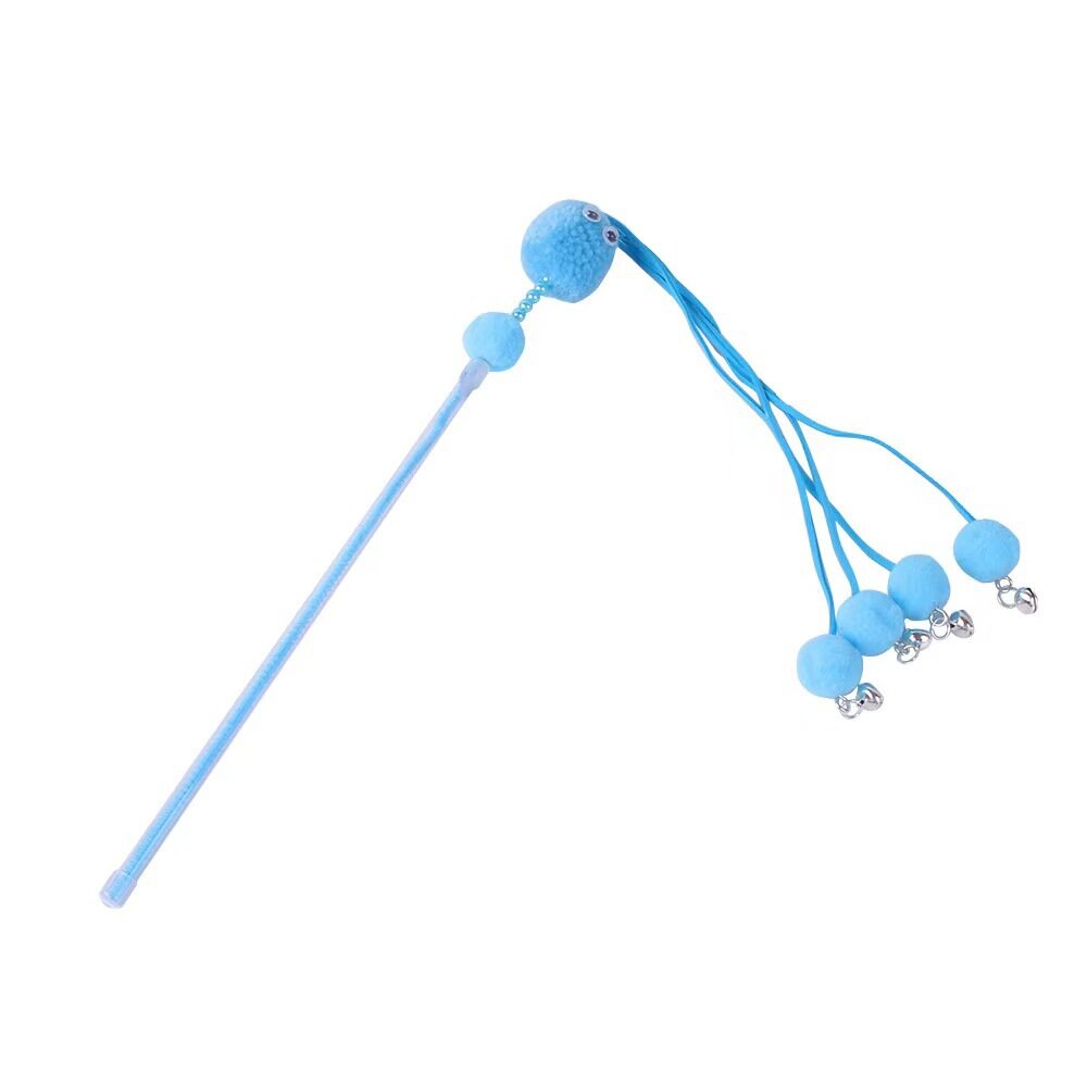 Интерактивная PVC игрушка-палочка с монстром для кошек, синий цвет, 25 см длина, веселая игра для домашних животных