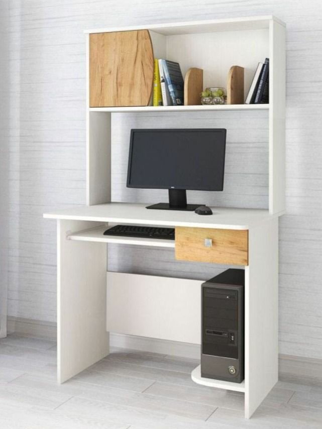 Стол компьютерный 1580х900х600, белый, дуб крафт золотой, 1 шт.