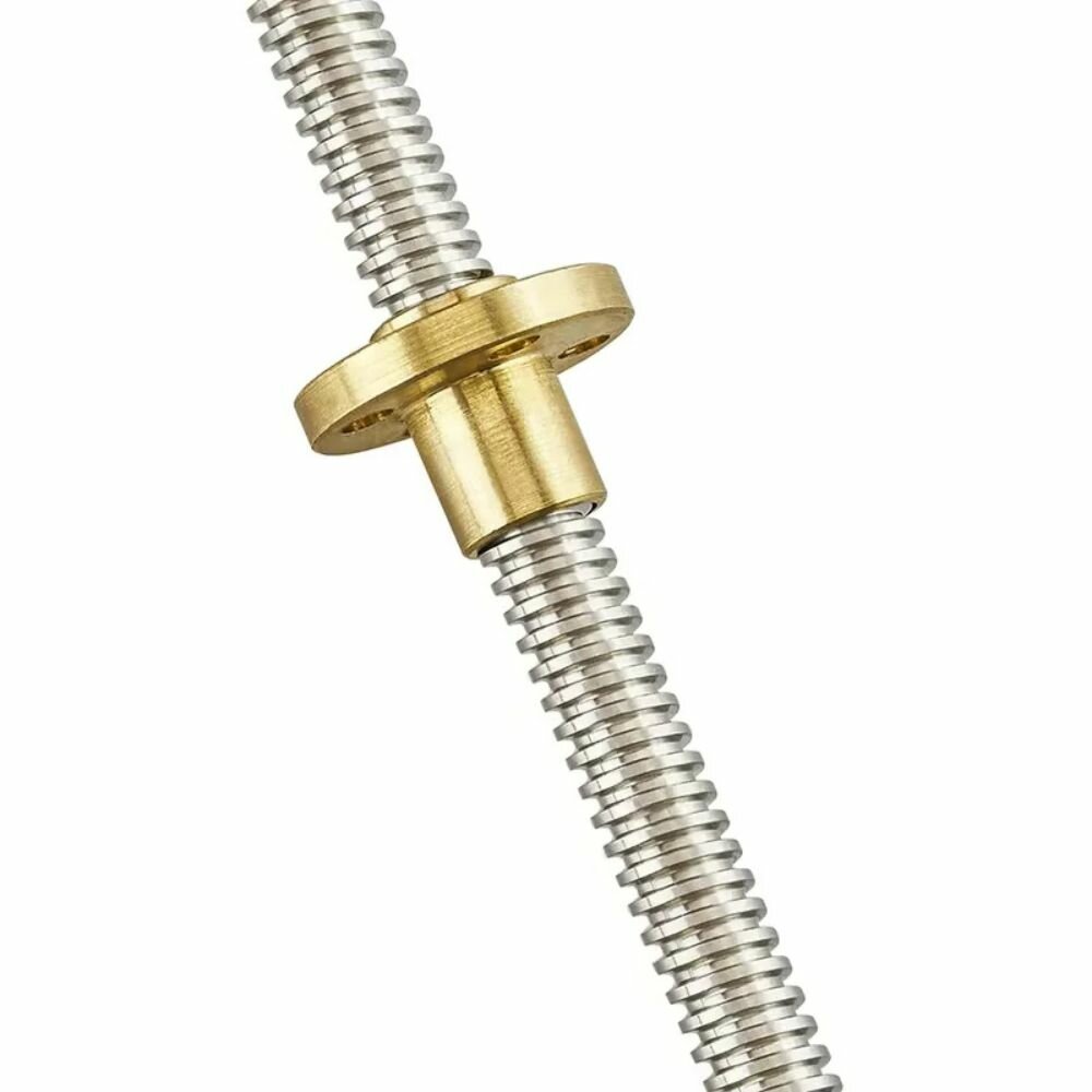 Ходовой винт T8 с гайкой, внешний диаметр 8 мм, шаг 2 мм, шаг резьбы 2 мм, длина 100 мм, ширина 200 мм, ширина 300 мм, длина 400 мм, ширина 500 мм, ходовой винт с латунной гайкой, детали для 3D-принтера Reprap.
