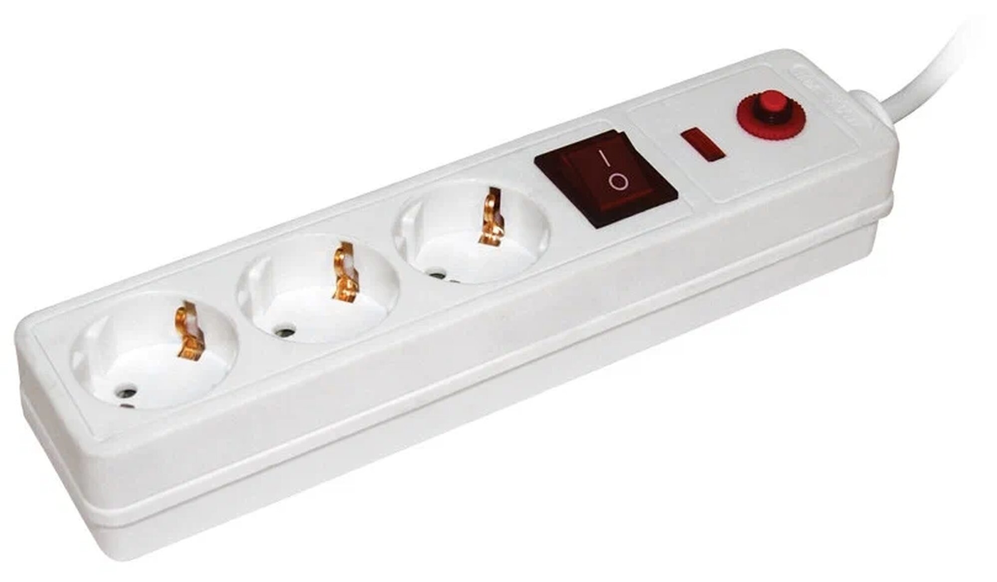 Сетевой фильтр 3 гн, 1.5 м, 3х1 мм², 16 А, 2P+PE, бел, IEK, СФ-03К-выкл, WFP10-16-03-01-N