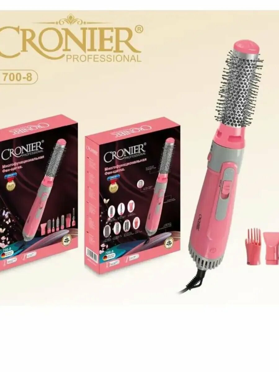 Фен от Cronier 8 в 1 с 7 насадками, мощностью 750 Вт для выпрямления и завивки волос.