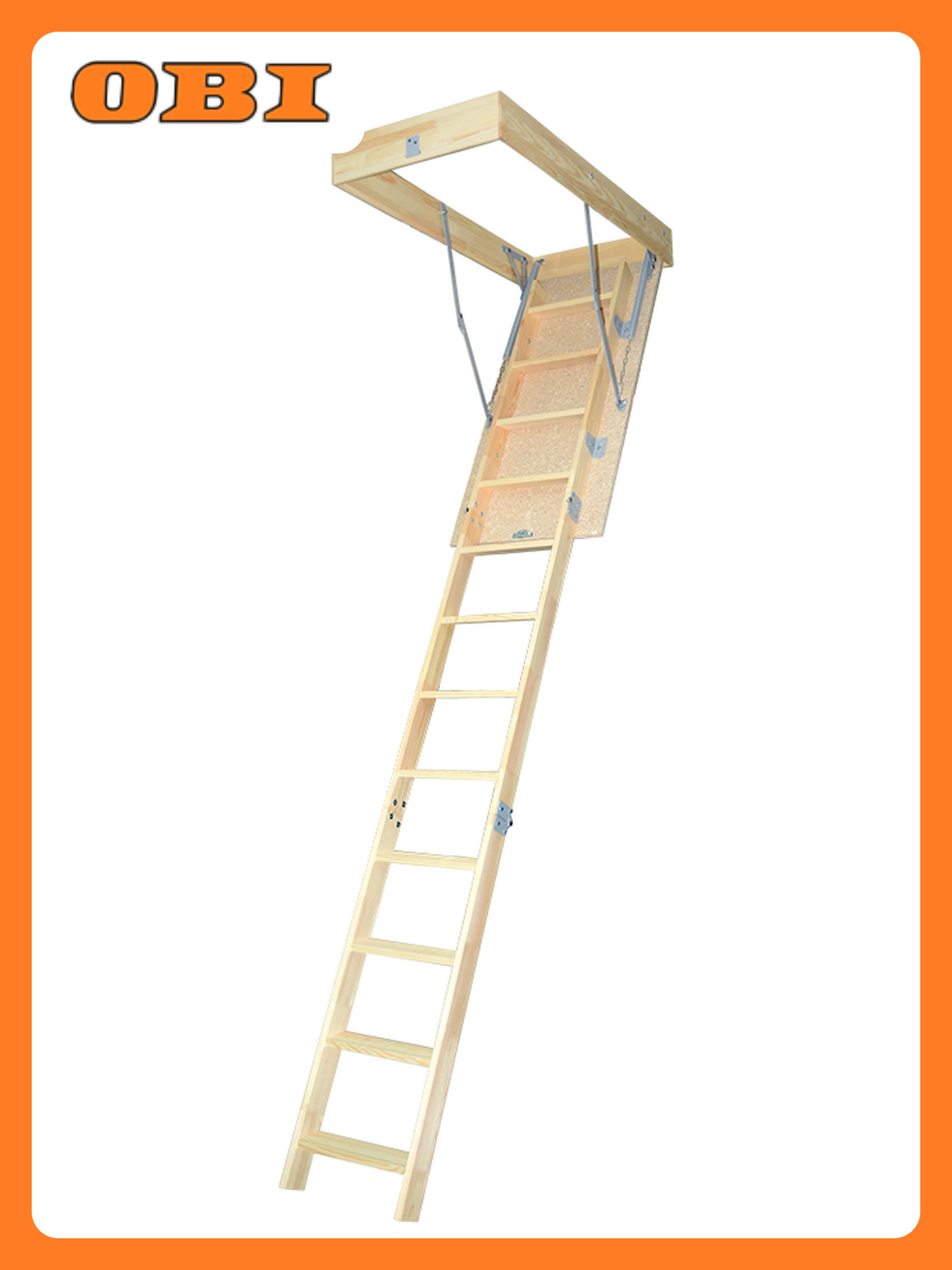 Лестница чердачная ЧЛ-15, деревянная, 120х60х280 см, коричневая