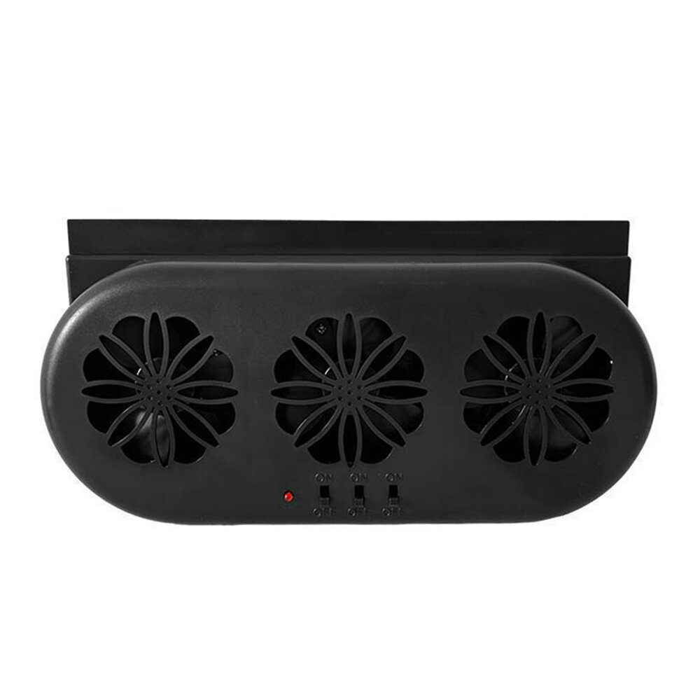 3-Fan Car Exhaust Fan USB Air Circulation Fan Ventilator Silent Air Vent Cooler Automotive Radiator Cooling Fan with Independent Switch Черный/Белый ABS USB/USB+Solar 5000RPM 230*113*52mm 245*165*60mm 520g/640g