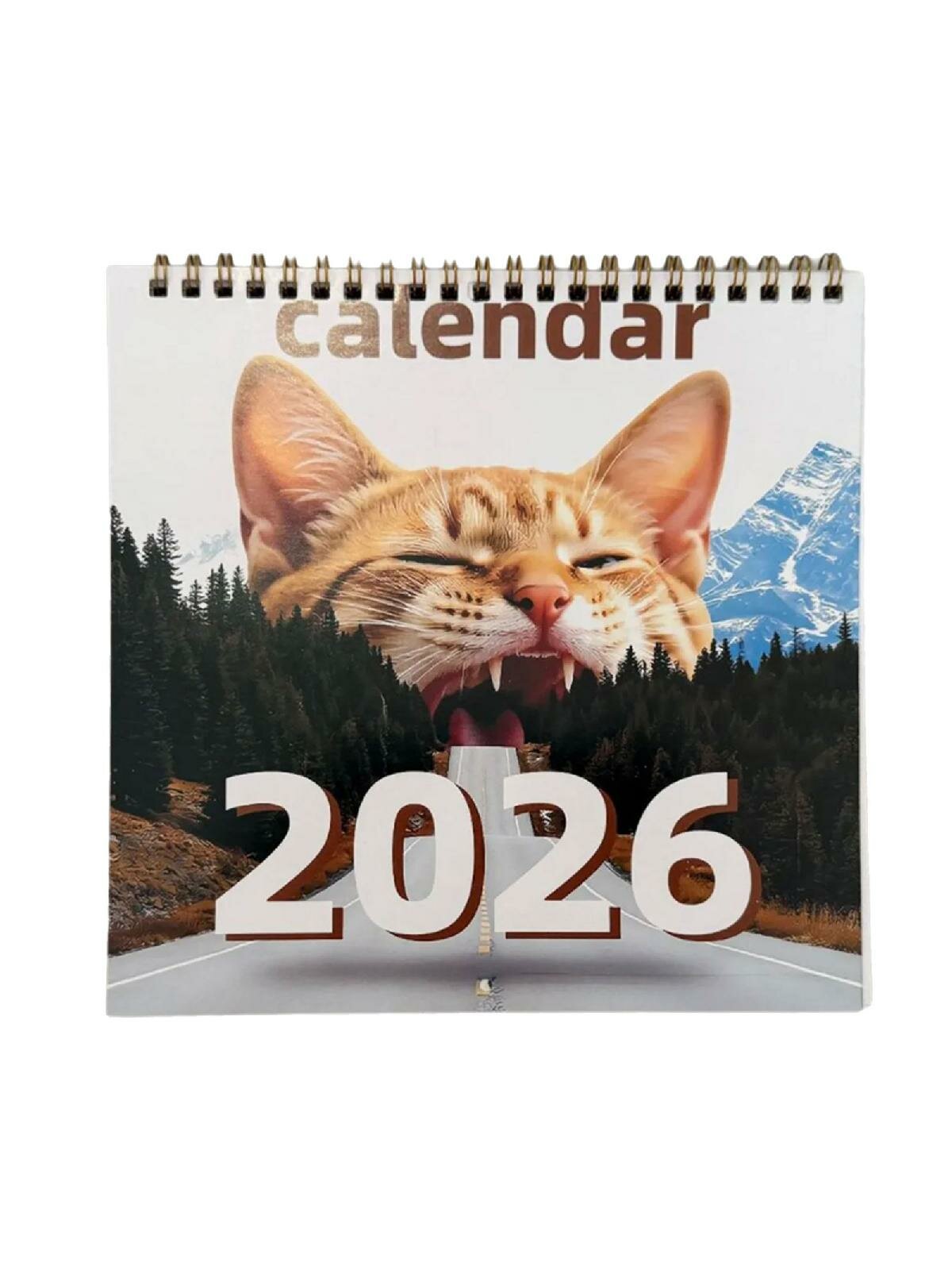 Настенный ежемесячный календарь котенка с двумя катушками на 2026 год для дома