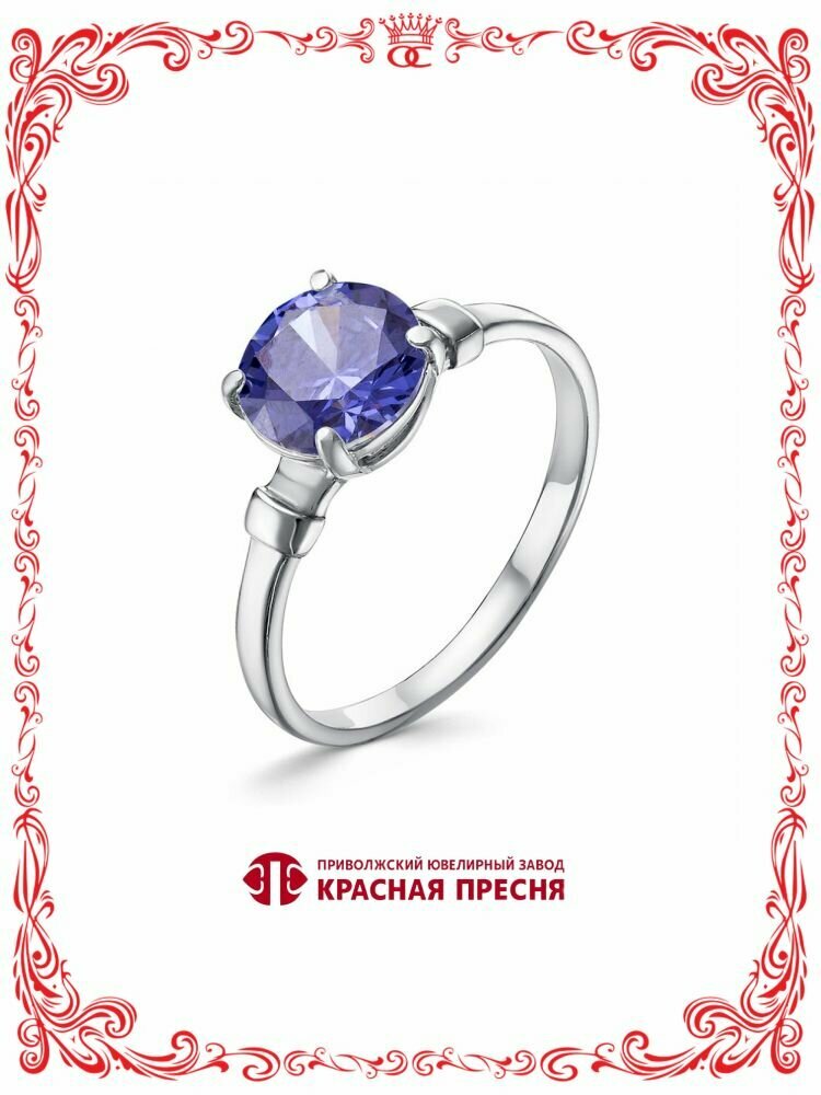 Кольцо, серебро, 925 проба, платинирование, фианит