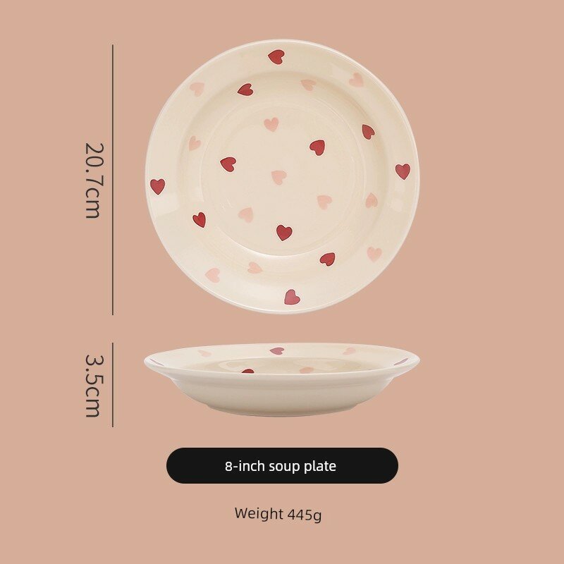 Керамическая посуда в форме сердца, кружка, тарелка для завтрака, высокая эстетическая ценность, 5inch миски для риса,