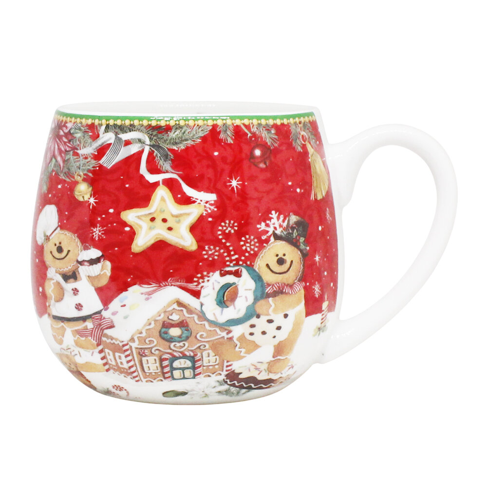 Фарфоровая кружка ручной работы "Пряники", в подарочной упаковке, 500 мл.