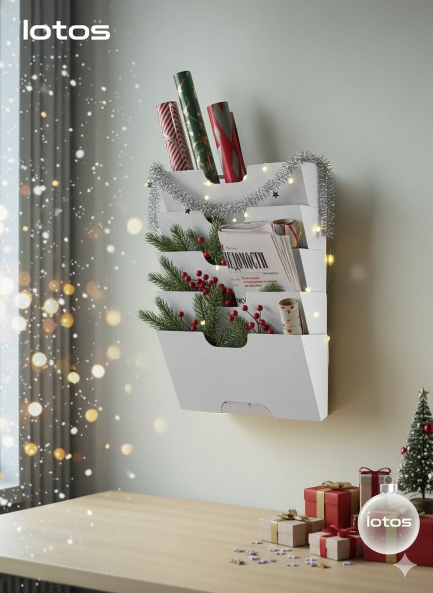 Газетница-Органайзер "Лотос" Настенная - Белая