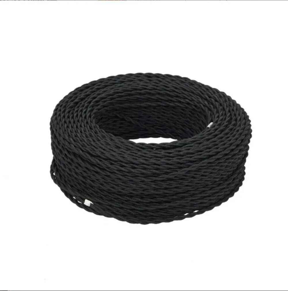 Винтажный Витой Электрический Провод, Черный Текстильный Кабель 2*0.75мм, Ретро-шнур Для Лампы Эдисона, Плетеный
