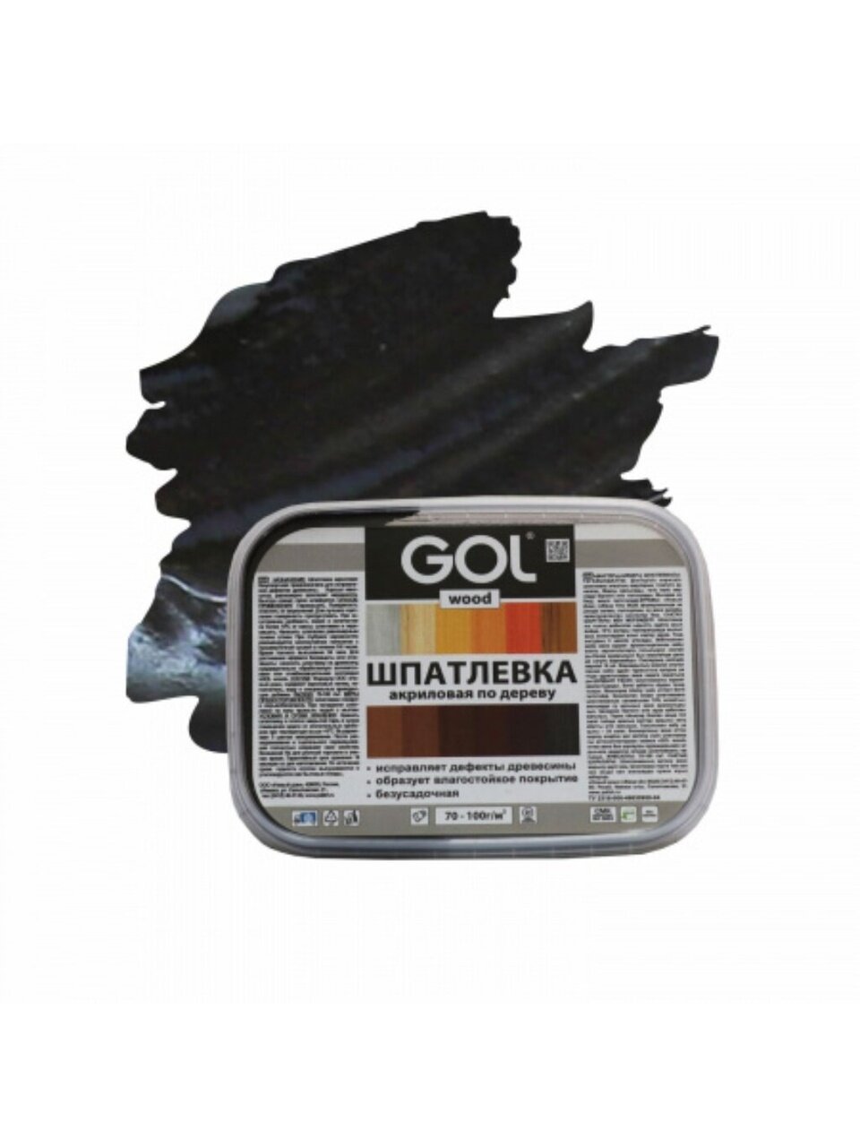 Мастер, Шпатлевка по дереву, акриловая, универсальная, черный, 0.15 кг, GOL wood